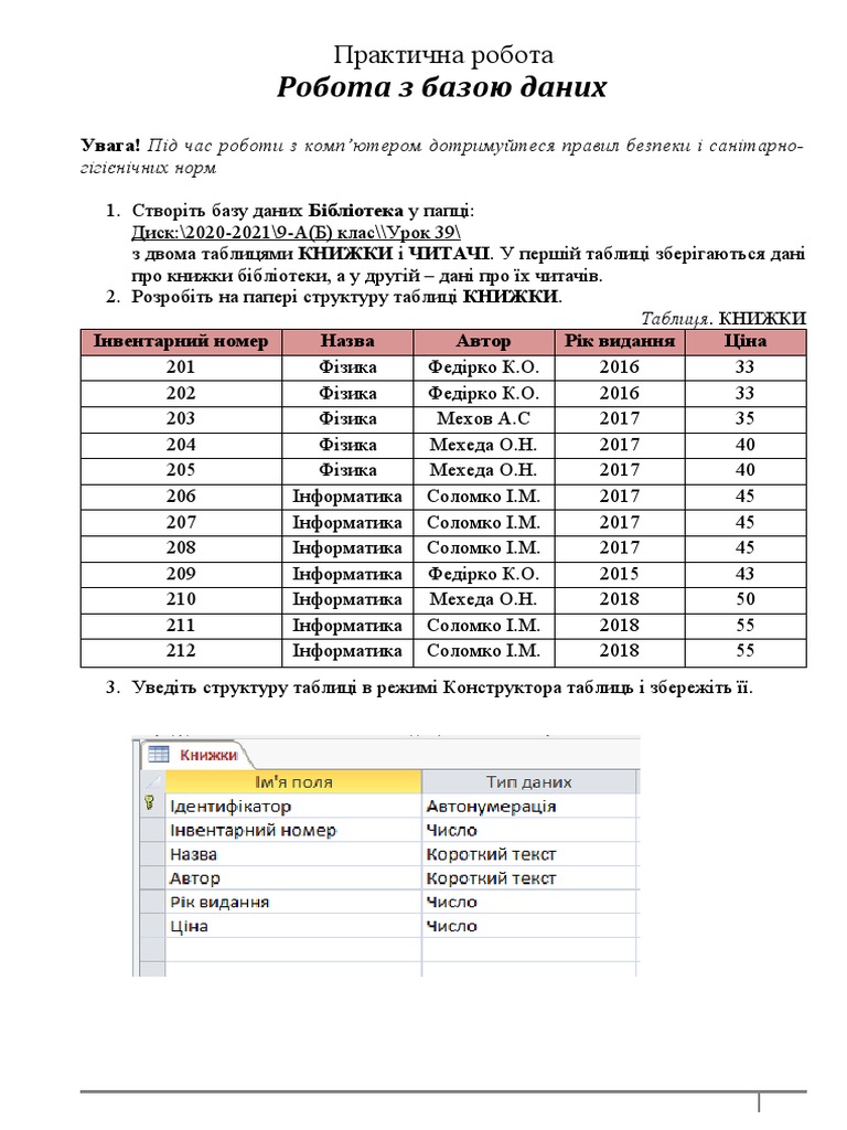 Практична робота 7 Бази даних 9 клас Pdf