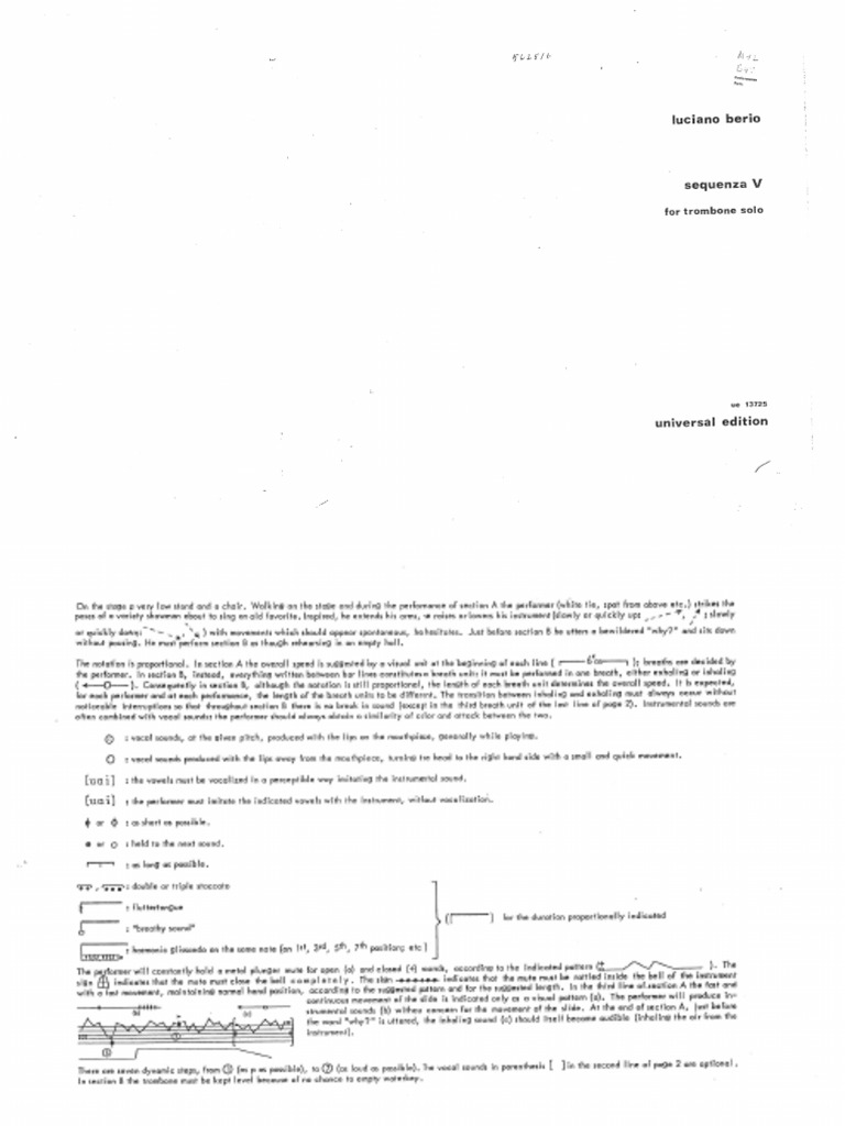 Berio Sequenza No 5 For Solo Trombone | PDF