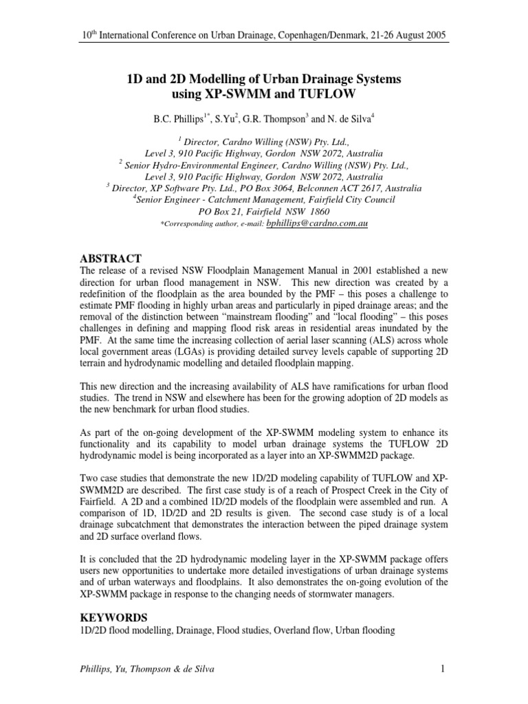 1d And 2d Flood Modeling Of Urban Drainage Systems Pdf Flood