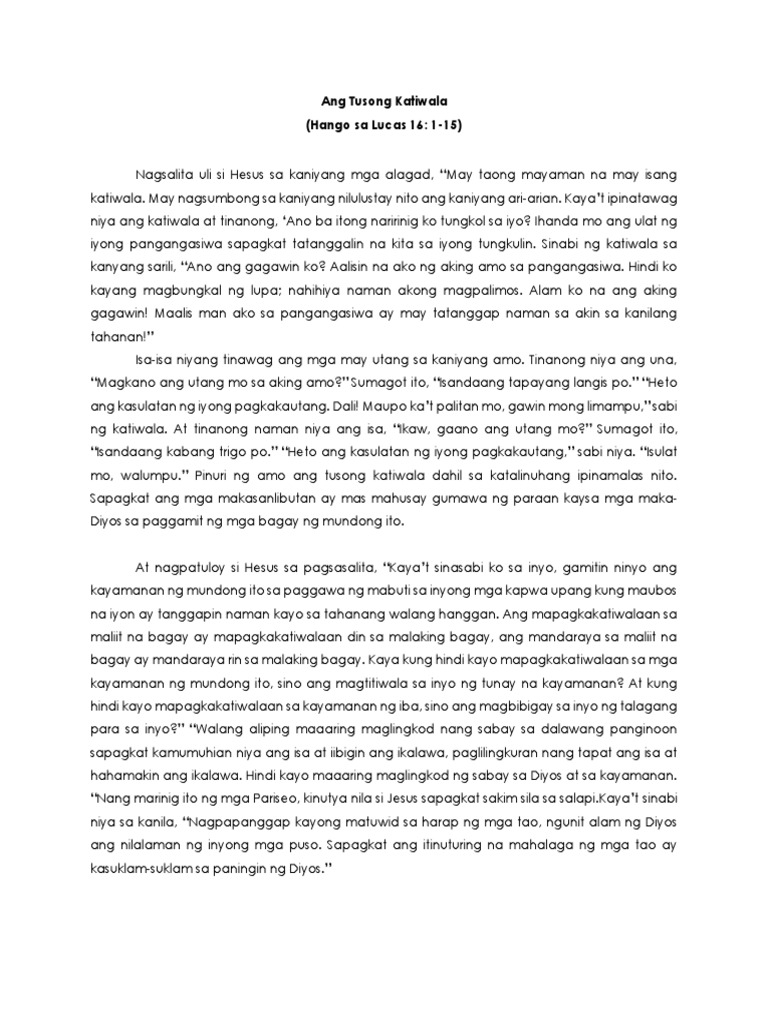 Ang Tusong Katiwala | PDF