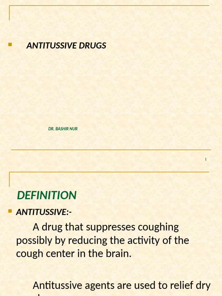 Cough (Antitussive) Drugs | PDF | Cough | Pharmaceutical Sciences