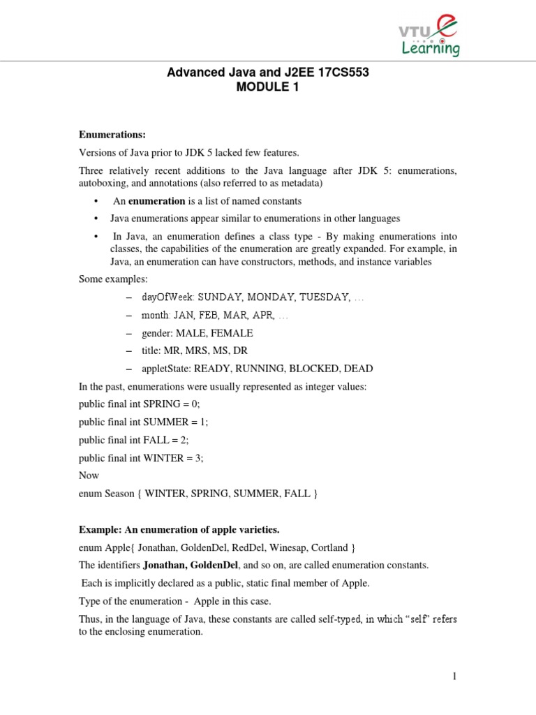 Advanced Java J2ee Vtu Notes 17cs553 Pdf Method Computer Programming Class Computer