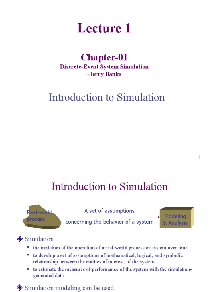 Lecture 1 Introduction To Simulation Edited Pdf Simulation System