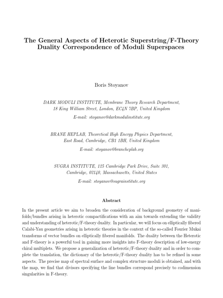 Boris Stoyanov - The General Aspects of Heterotic Superstring/F-Theory ...