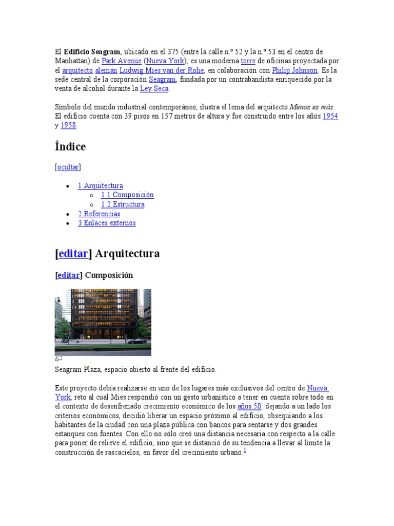 El Edificio Seagram | PDF | Diseño arquitectonico | Arquitectura