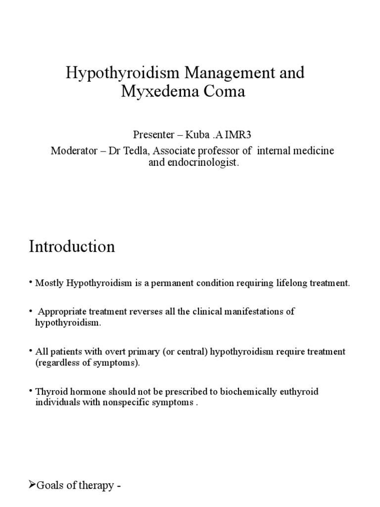 Hypothyroidism and Myxedema Coma | PDF | Hypothyroidism | Thyroid ...