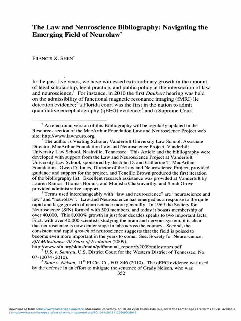 Neurolaw Bibliography: Legal and Neuroscience Insights | PDF ...