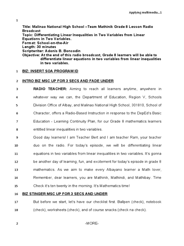 Differentiating Linear Equations And Inequalities Pdf Equations Inequality Mathematics