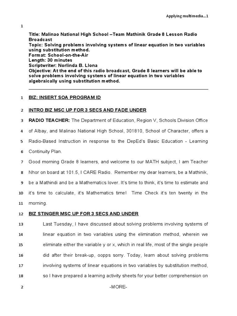 Solving Problems Involving Systems of Linear Equations in Two Variables ...