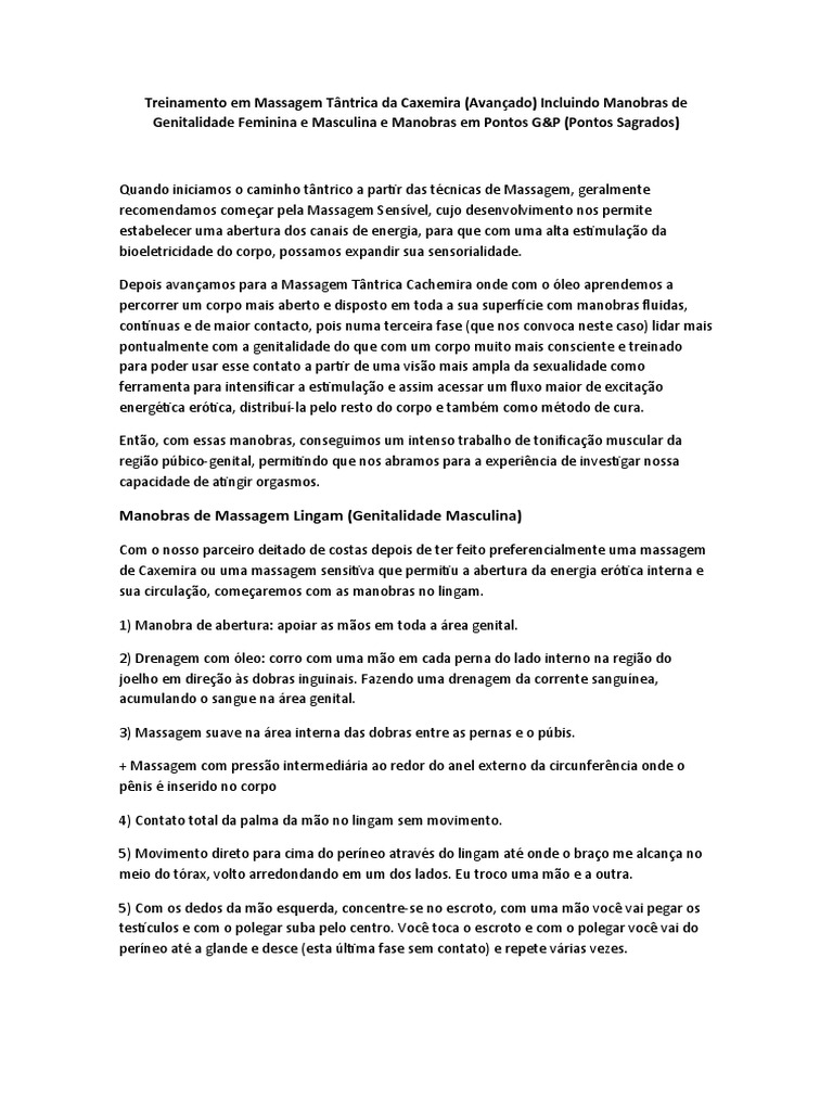 Massagem Tântrica Técnicas Avançadas Pdf Clitóris Massagem
