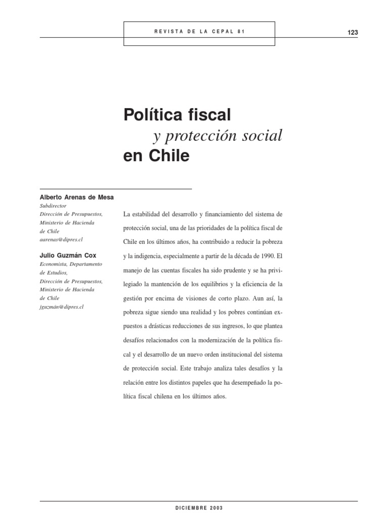 Politica Fiscal En Chile Pdf La Política Fiscal Deuda Gubernamental