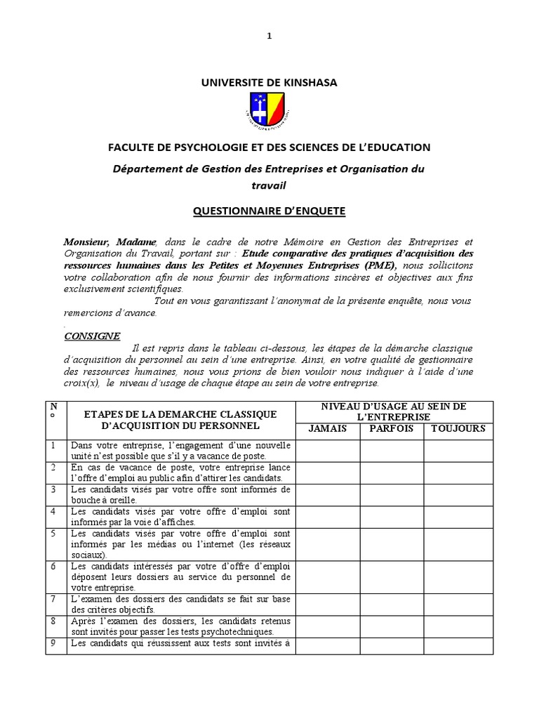 Questionnaire sur le Recrutement chez Sephora | PDF | Recrutement ...