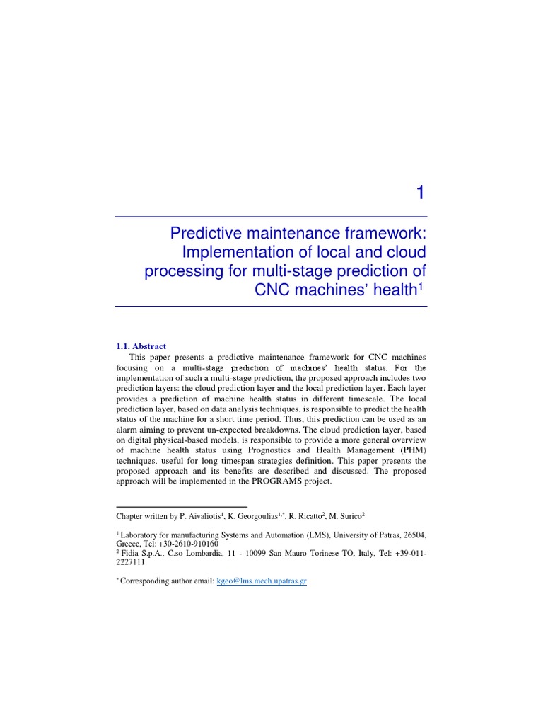 Predictive Maintenance Framework - Paper - v4 1 | PDF | Numerical Control | Cloud Computing