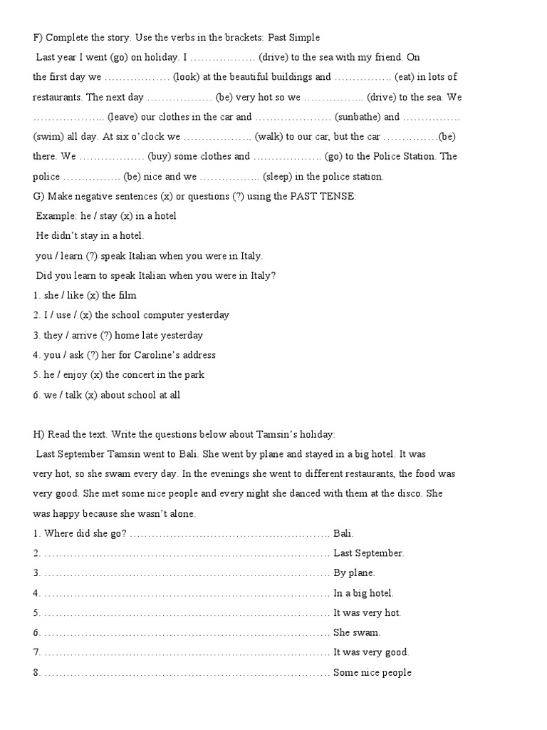 Past Simple Test | PDF