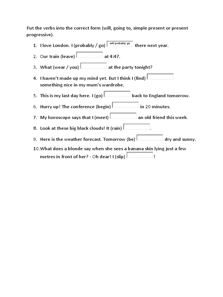 Future Tenses Exercises for Students | PDF | Language Arts & Discipline ...