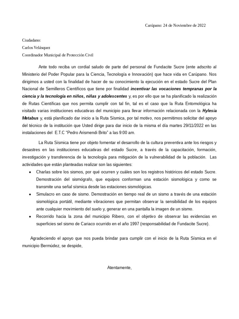 Oficio Protección Civil | PDF