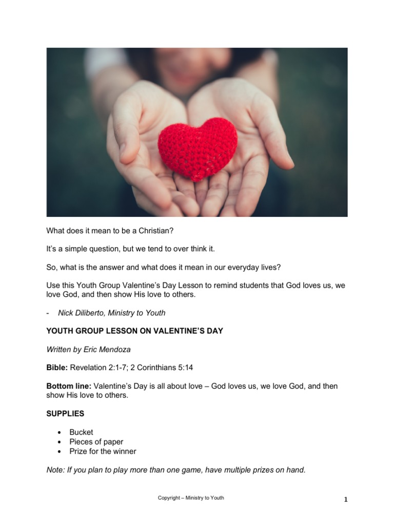 Youth Group Lesson On Valentine's Day - FEB | PDF | Jesus | Confession ...