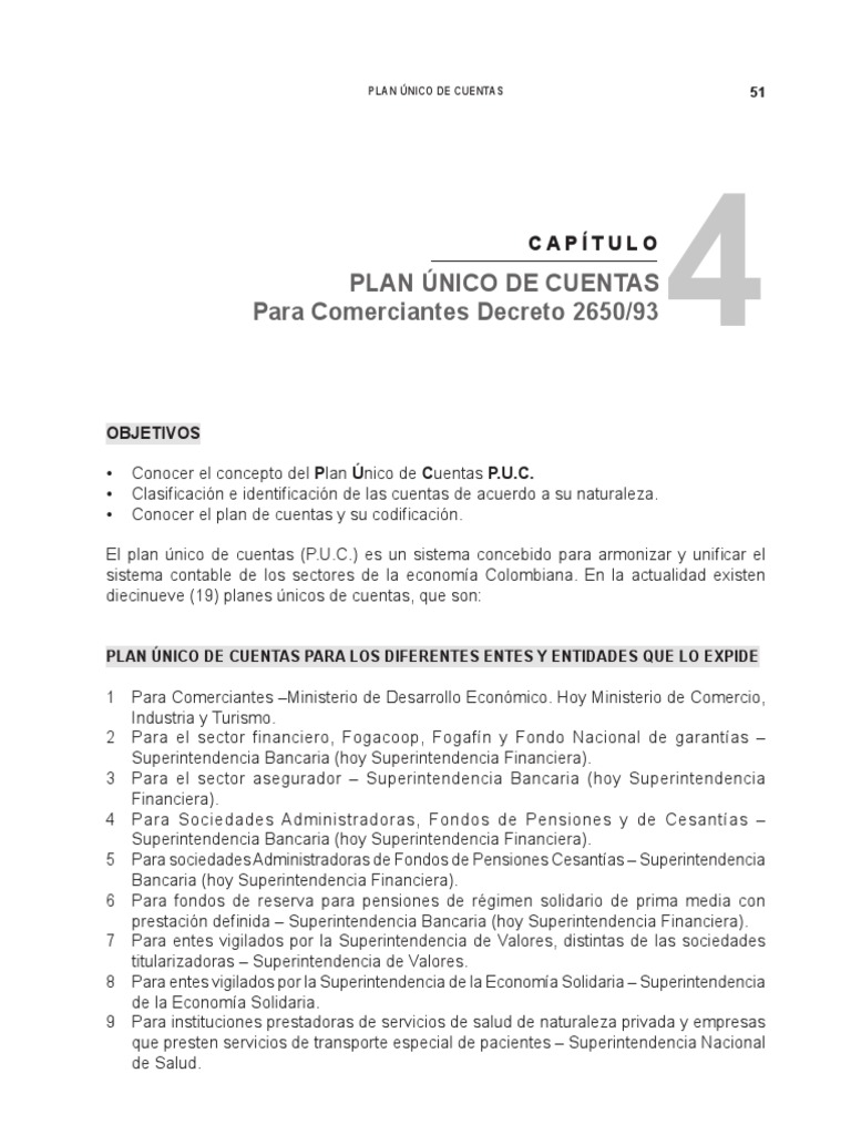 2 - Cap 4 Plan Unico de Cuentas PUC. Contabilidad, Eduardo Godoy | PDF ...