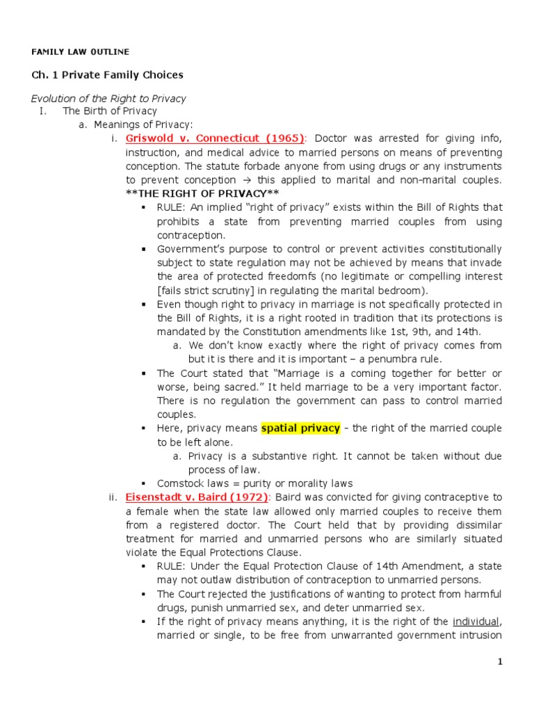 Family Law Outline | PDF | Abortion | Fourteenth Amendment To The ...