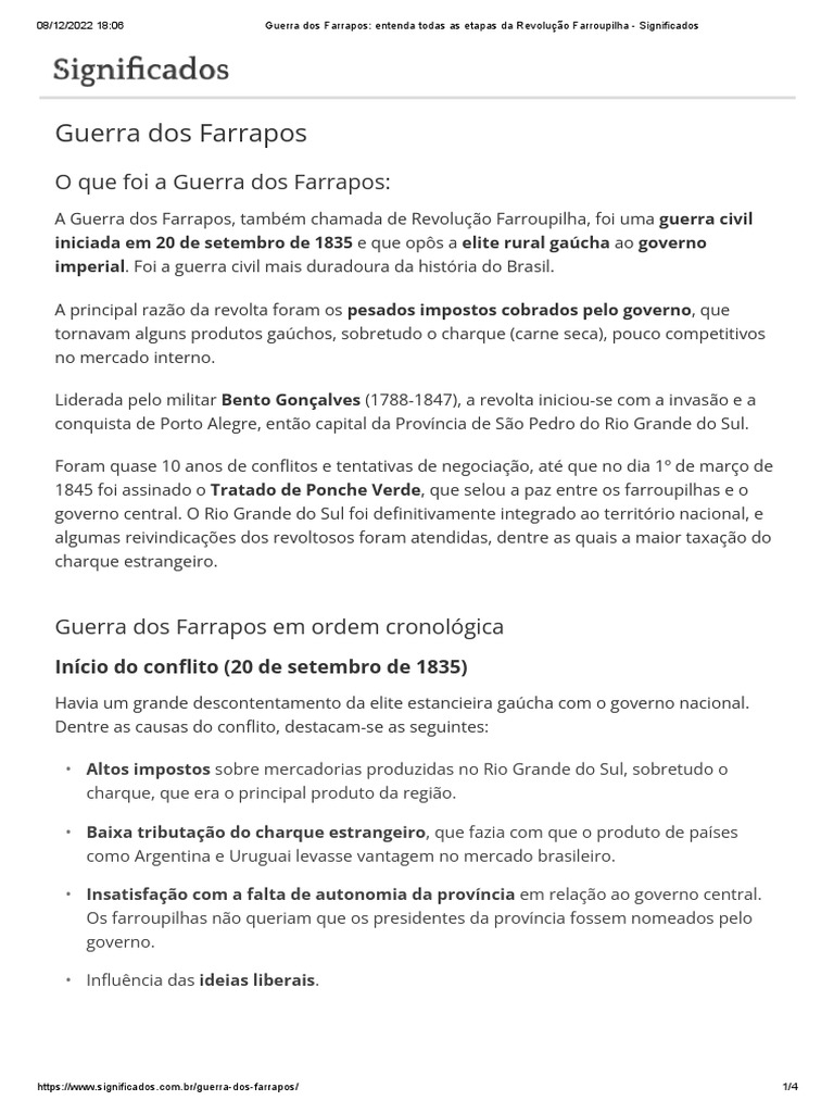 Guerra Dos Farrapos - Entenda Todas As Etapas Da Revolução Farroupilha ...