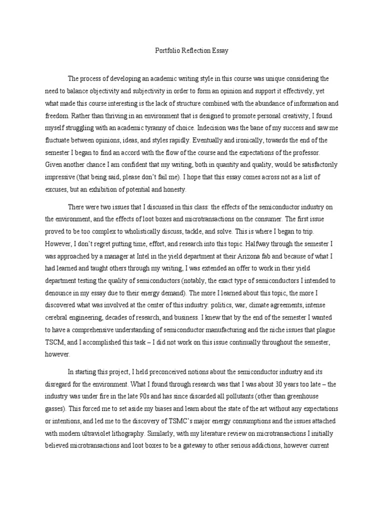 Portfolio Reflection Essay Final | PDF