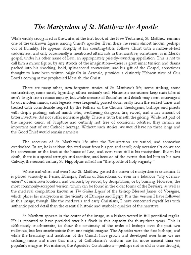 The Martyrdom of St Matthew | Christian Views On Marriage | Gospel Of ...