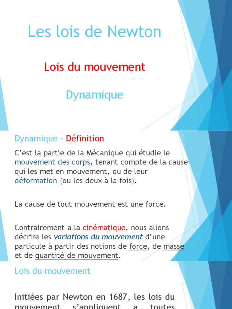 Lois de Newton et dynamique des forces | PDF | Obliger | Lois du ...