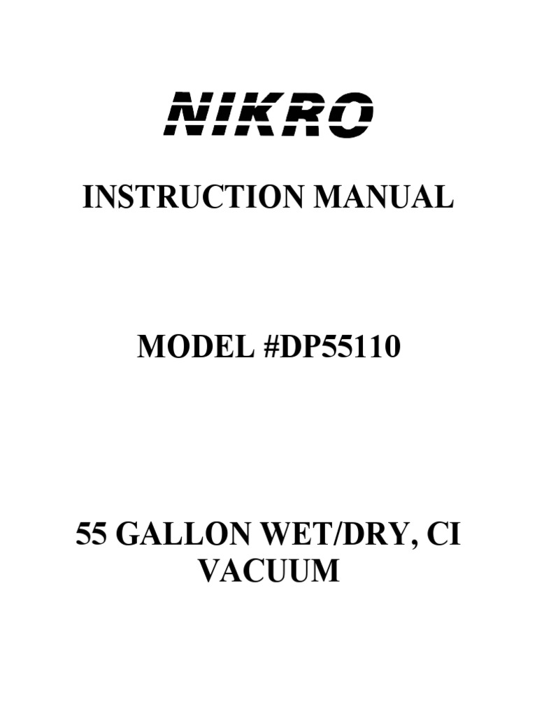 Instruction Manual | PDF | Vacuum Cleaner | Ac Power Plugs And Sockets