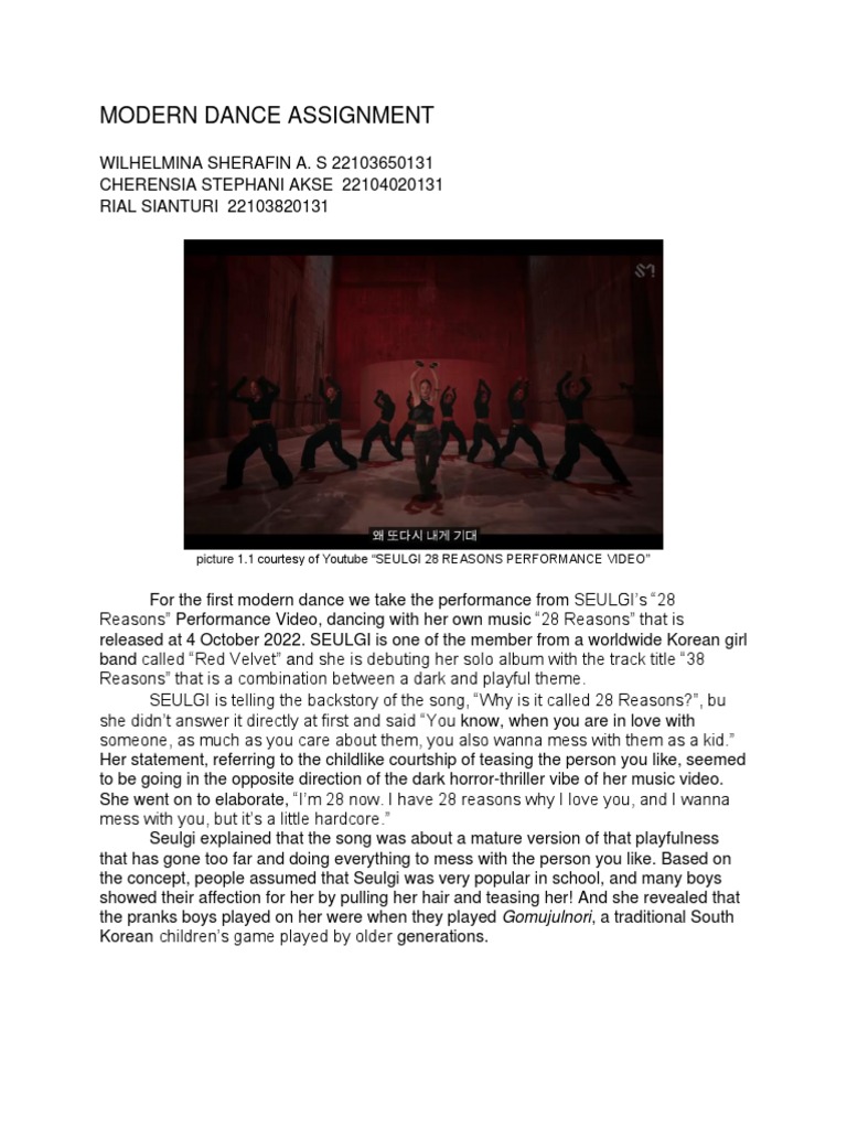 Modern Dance Assignment | Download Free PDF | Dances | Performing Arts