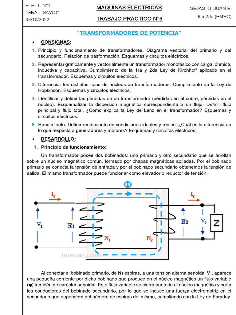 TP6 - Transformadores | PDF | Transformador | Inductor