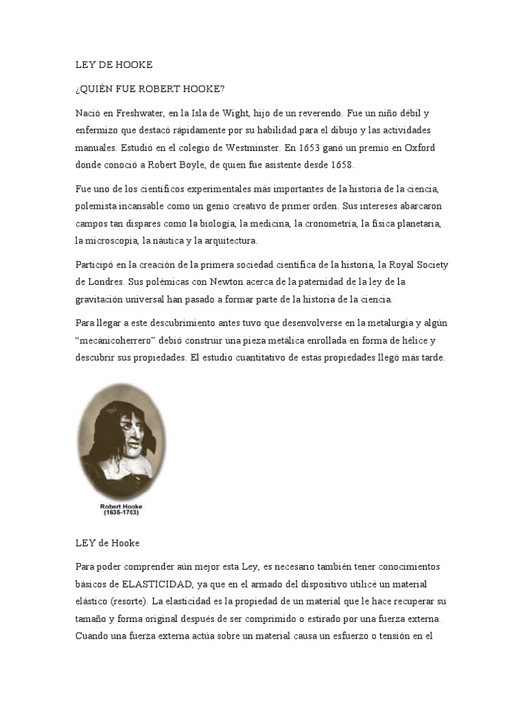 Ley de Hooke | PDF | Fuerza | Elasticidad (Física)