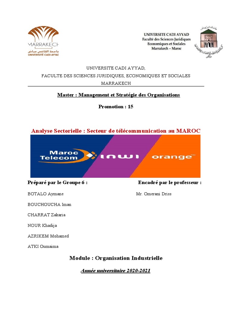 Groupe 6 Analyse Sectorielle | PDF | Maroc | Télécommunications