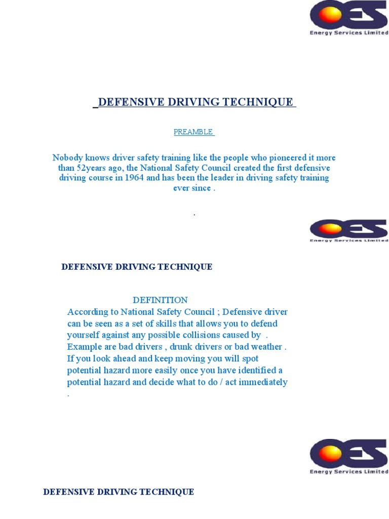 Defensive Driving Techniques Overview | PDF | Traffic Collision | Driving