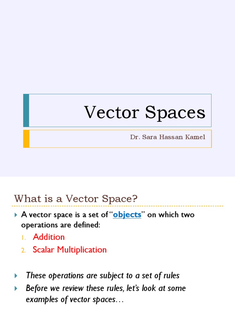 Vector Spaces, Linear Algebra, Alexandria University | PDF | Linear Subspace | Linear Map