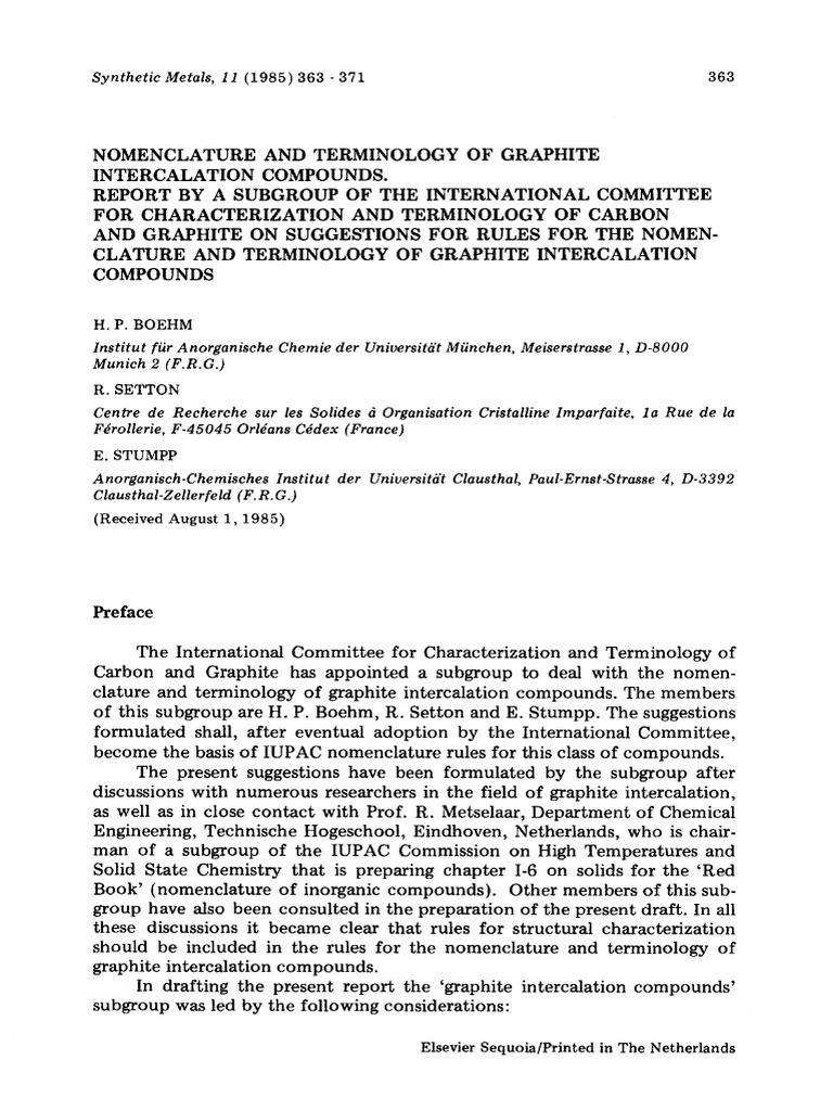 [Synthetic Metals 1985-oct vol. 11 iss. 6] Boehm, H.P._ Setton, R ...