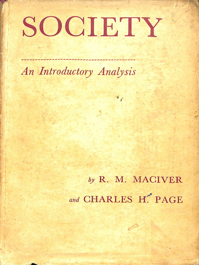 Society An Introductory Analysis 1959 - R. M. Maciver | PDF