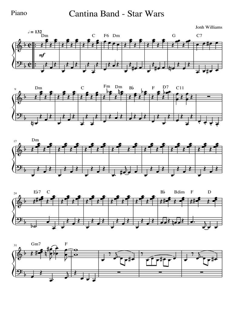 Cantina Band Piano Sheet Music | PDF