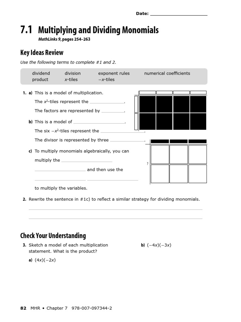7.1 Multiplying and Dividing Monomial | PDF | Division (Mathematics ...