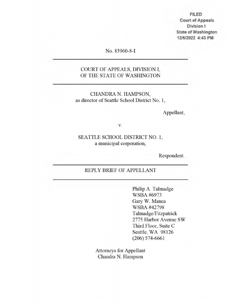 WA State Court of Appeals 12/6/2022 Brief of Plaintiff Chandra Hampson ...