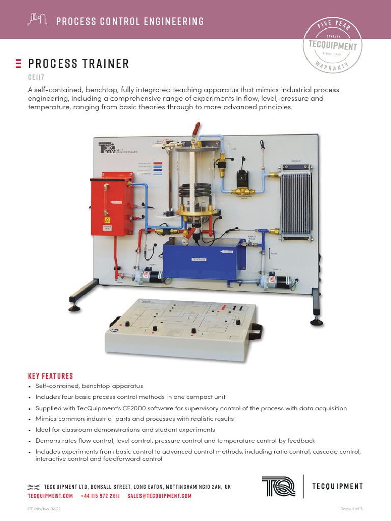 CE117 Process Trainer Datasheet | PDF | Radiator | Pump