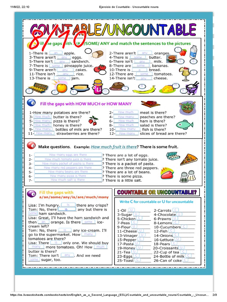 Ejercicio de Countable - Uncountable Nouns | PDF | Linguistic Typology ... Ejercicio de Countable - Uncountable Nouns | PDF | Linguistic Typology ...