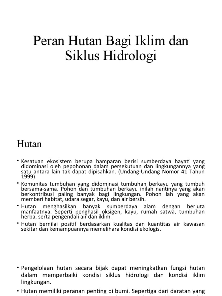 Peran Hutan Bagi Iklim Dan Siklus Hidrologi | PDF | Sains & Matematika