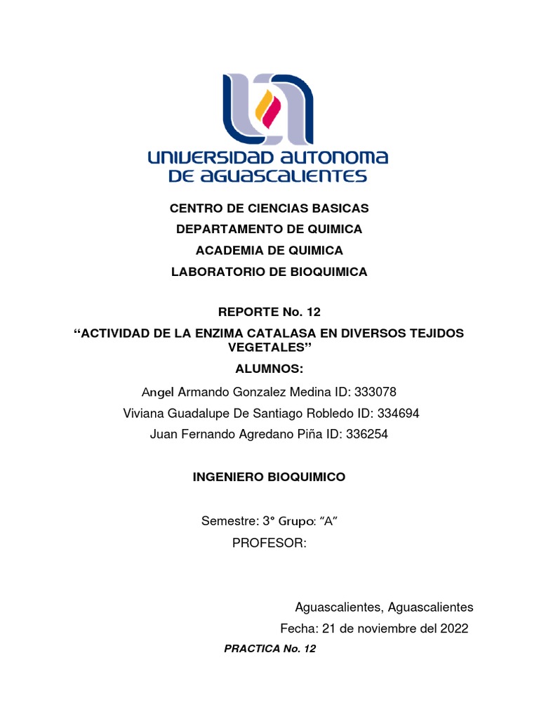 Practica Catalasa | PDF | Antioxidante | Enzima