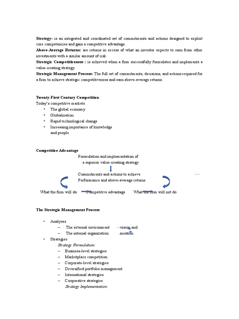 Strategic MGT & Strategic Competitiveness 1 | PDF | Strategic ...