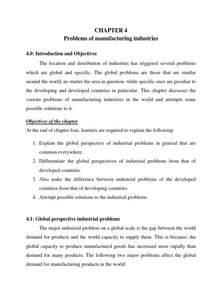 Problems of Manufacturing Industries: 4.0: Introduction and Objectives ...