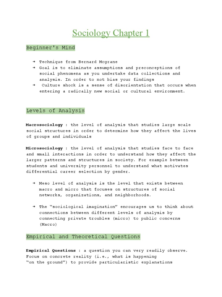 Sociology Chapter Notes | PDF | Sociology | Scientific Method