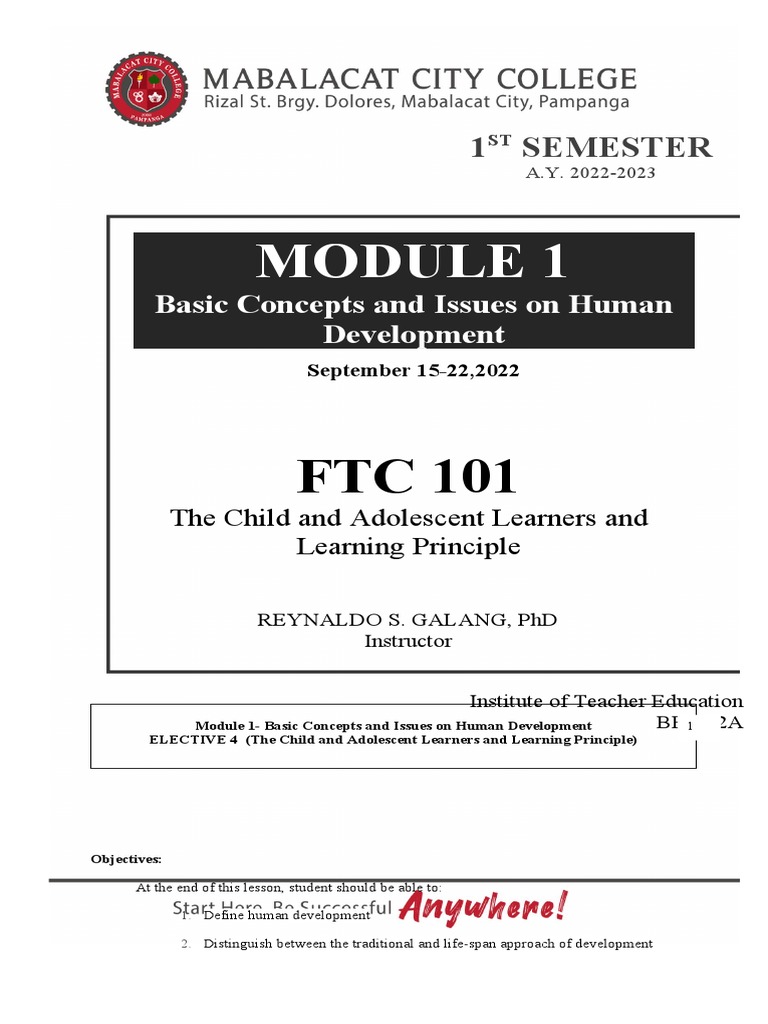 GALANG BEED2A Module 1 Basic Concepts and Issues On Human Devt | PDF ...