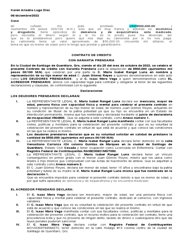 Contrato de Garantia Prendaria | PDF | Pagos | Derecho privado