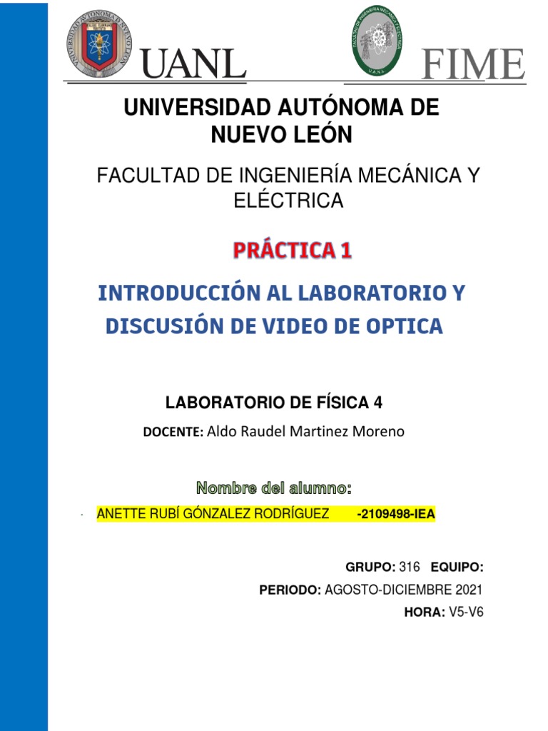 Práctica 1 | PDF | Óptica | Ligero