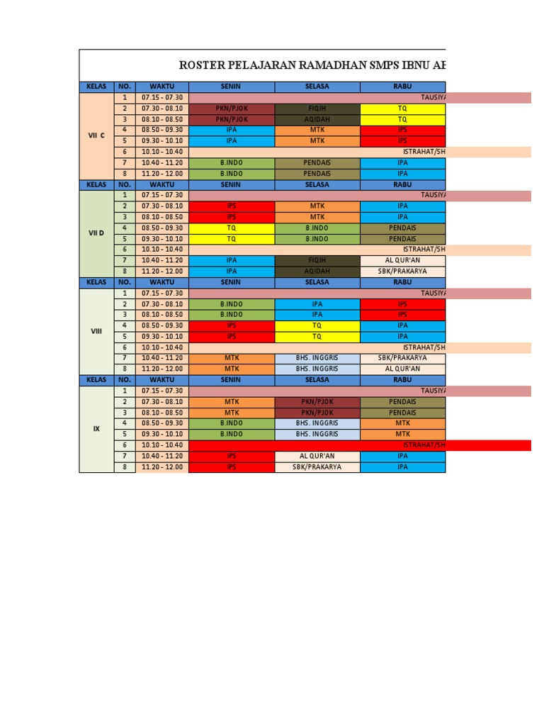 Roster SMP Ikhwa T.P 20222023 Normal Ganjil | PDF